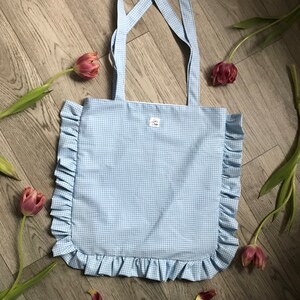 Cute Gingham Ruffle Tote Bag// Gift for Her, Pink Tote Bag, Pretty Tote ...