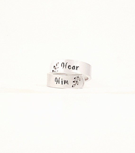 Hear Him wrap ring Religious rings Adjustable wrap ring | Etsy