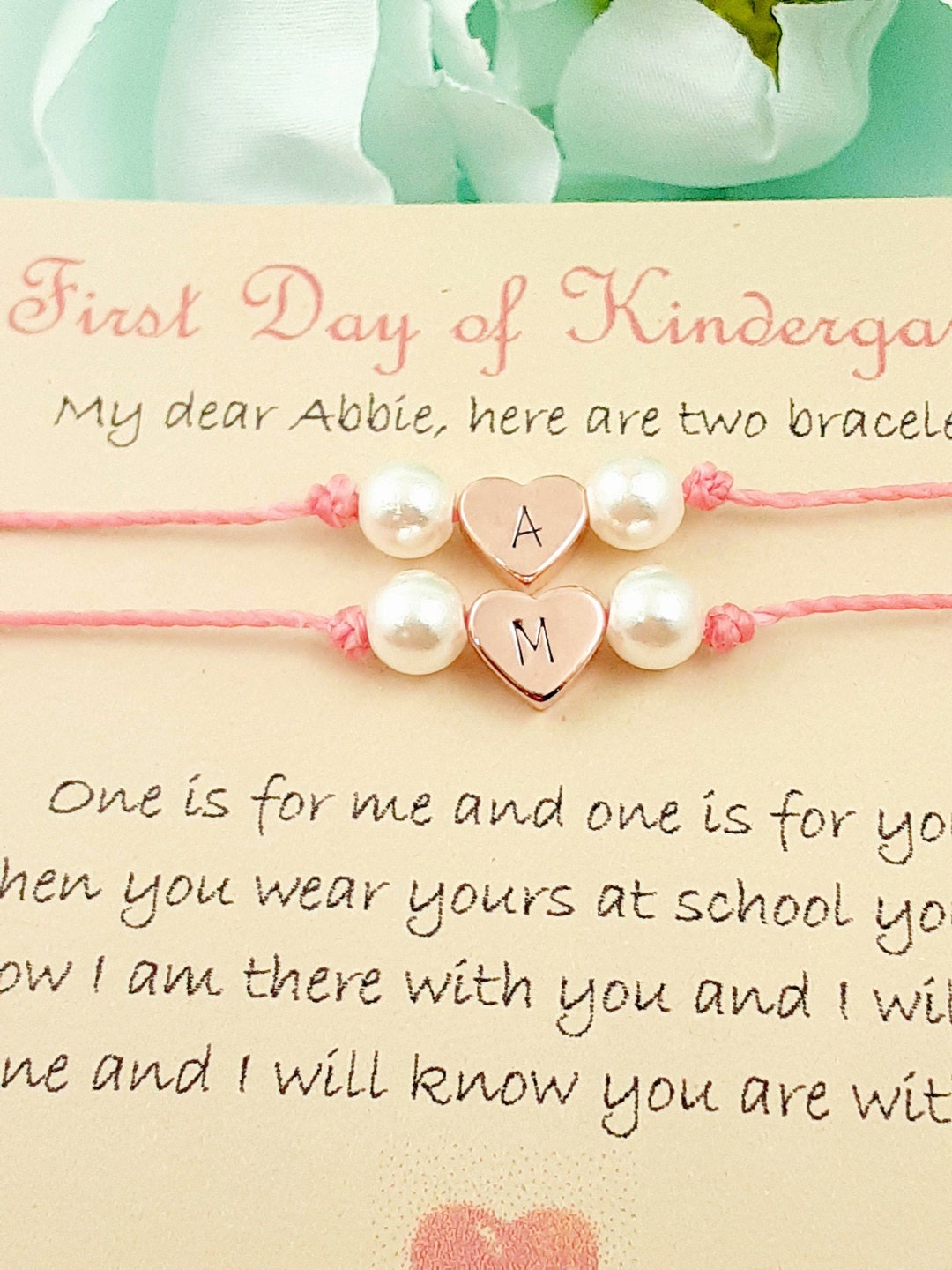 First Day of Kindergarten Bracelet With Initials, Back to School ...