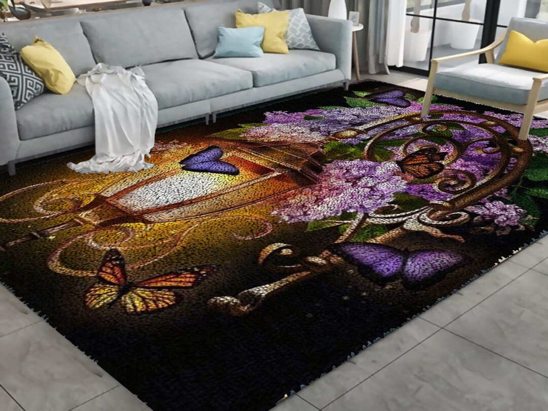 Flowers, Lanterns Face Graph Latch Hook Rug Kit NEW Christmas Latch ...