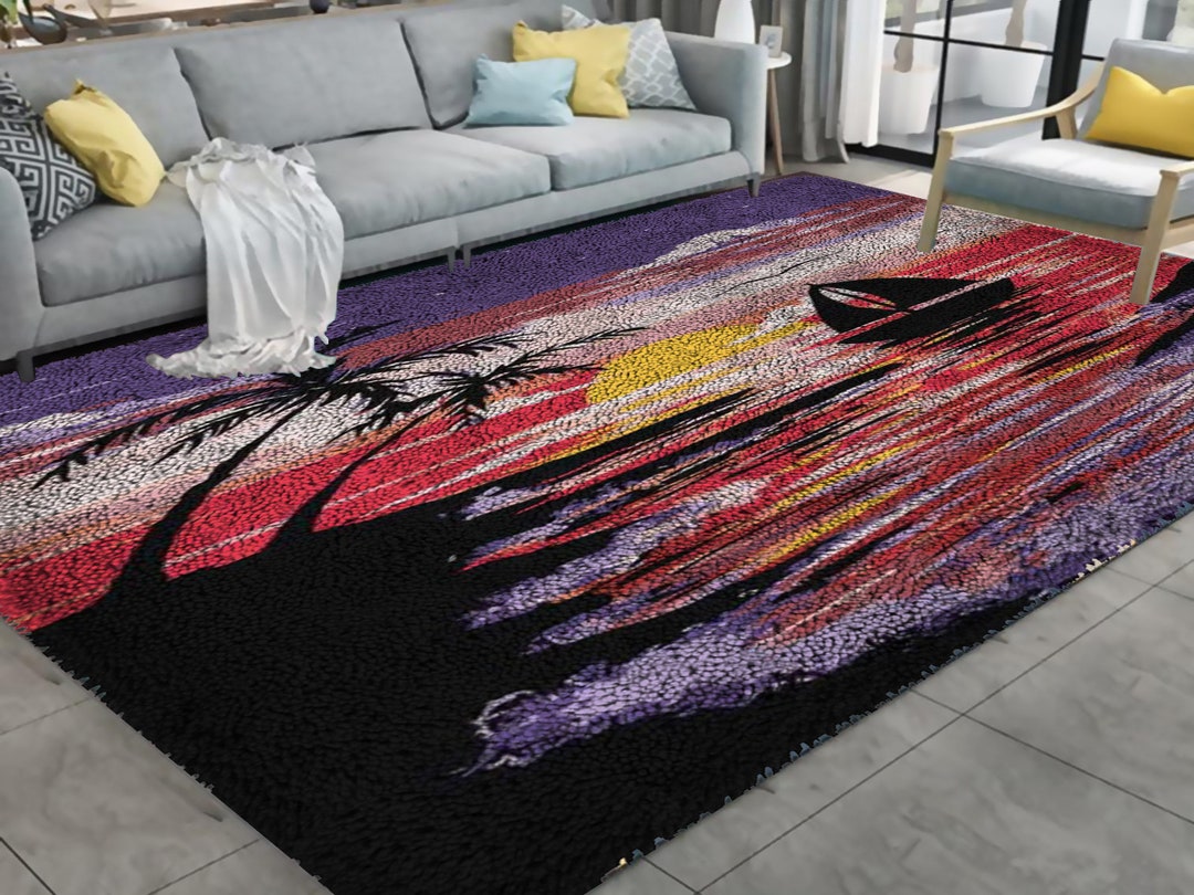 Modern Art Landscape Latch Hook Kits, Large Latch Hook Rug Kit for ...