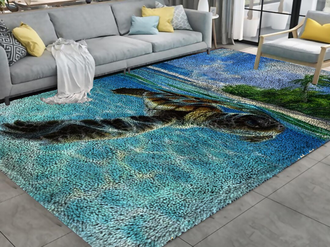 Sea Turtle Latch Hook Kits, Large Latch Hook Rug Kit for Adults Latch ...