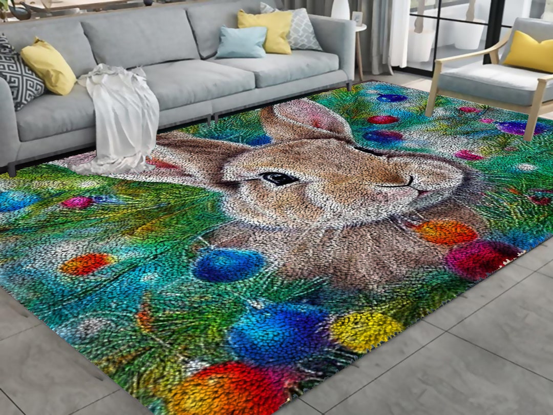 Christmas Rabbit Large Latch Hook Rug Kit for Adults Latch Hook Kits ...