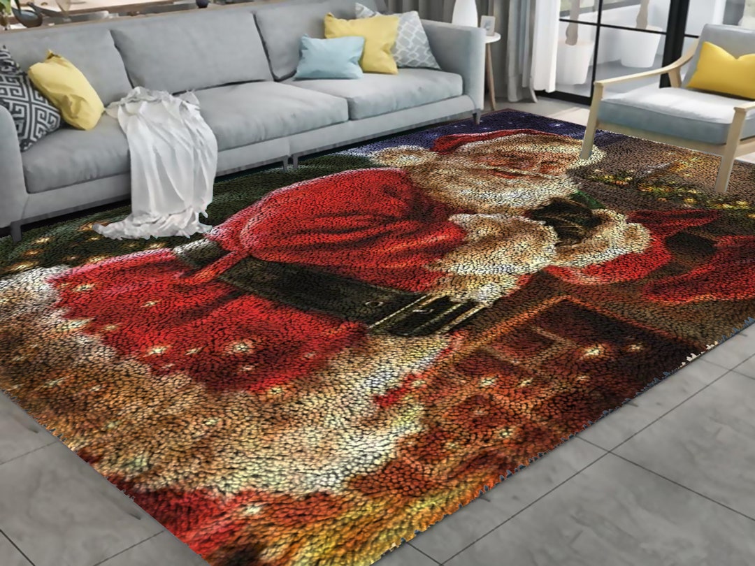 Santa Claus Latch Hook Kits, Large Latch Hook Rug Kit for Adults Latch ...