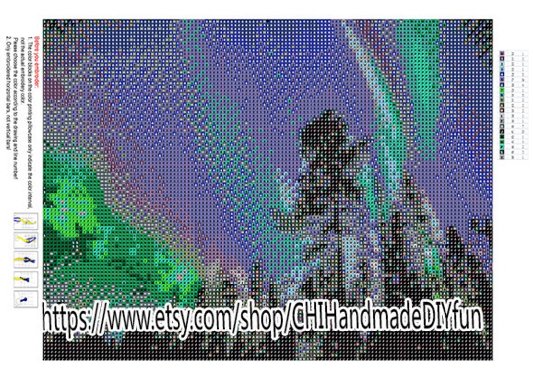 Forest Aurora/latch Hook Printable Pattern Digital Production Chart ...
