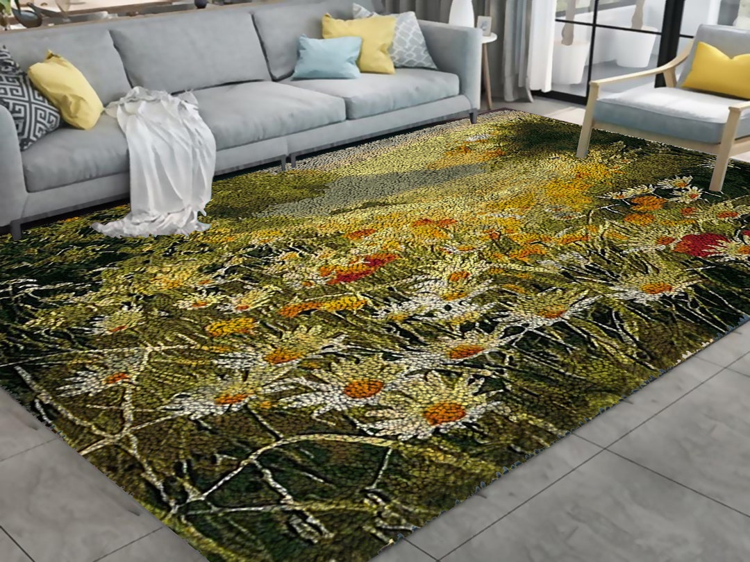 Yellow Wildflower Latch Hook Kits, Large Latch Hook Rug Kit for Adults ...
