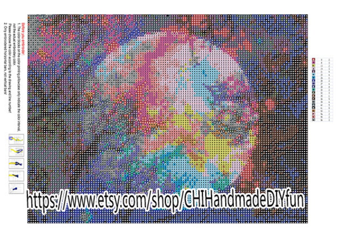 Colorful Moon/latch Hook Printable Pattern Digital Production Chart ...