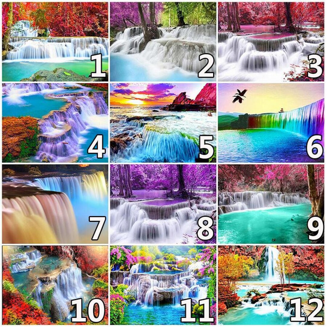 5D Squareround Full Diamond Painting color Waterfall - Etsy