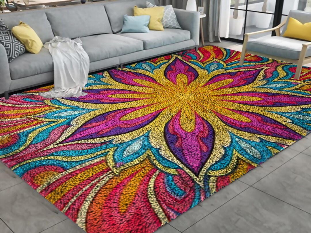 Bright Flowers Latch Hook Kits, Large Latch Hook Rug Kit for Adults ...