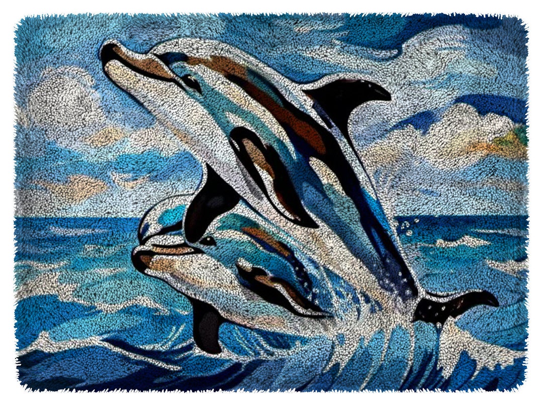 Dolphin DIY Lock Hook Set Rug Embroidered Carpet Set Needle - Etsy