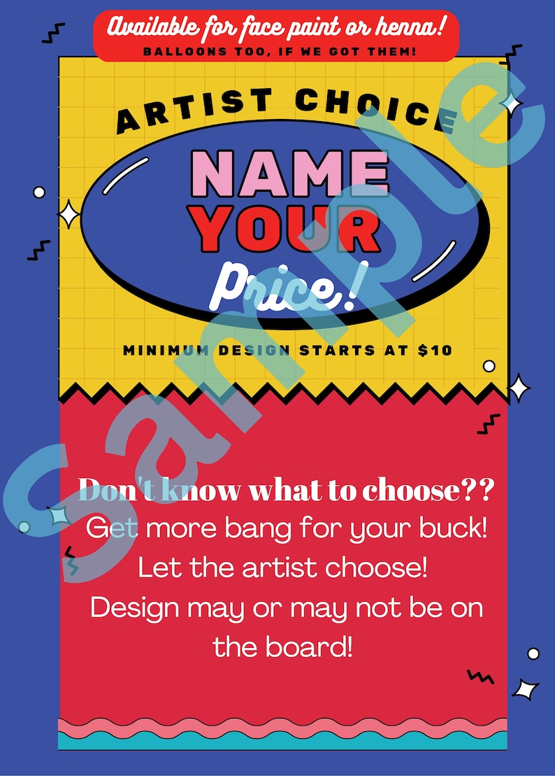 Festival Face Paint Signs - Digital Download - Etsy