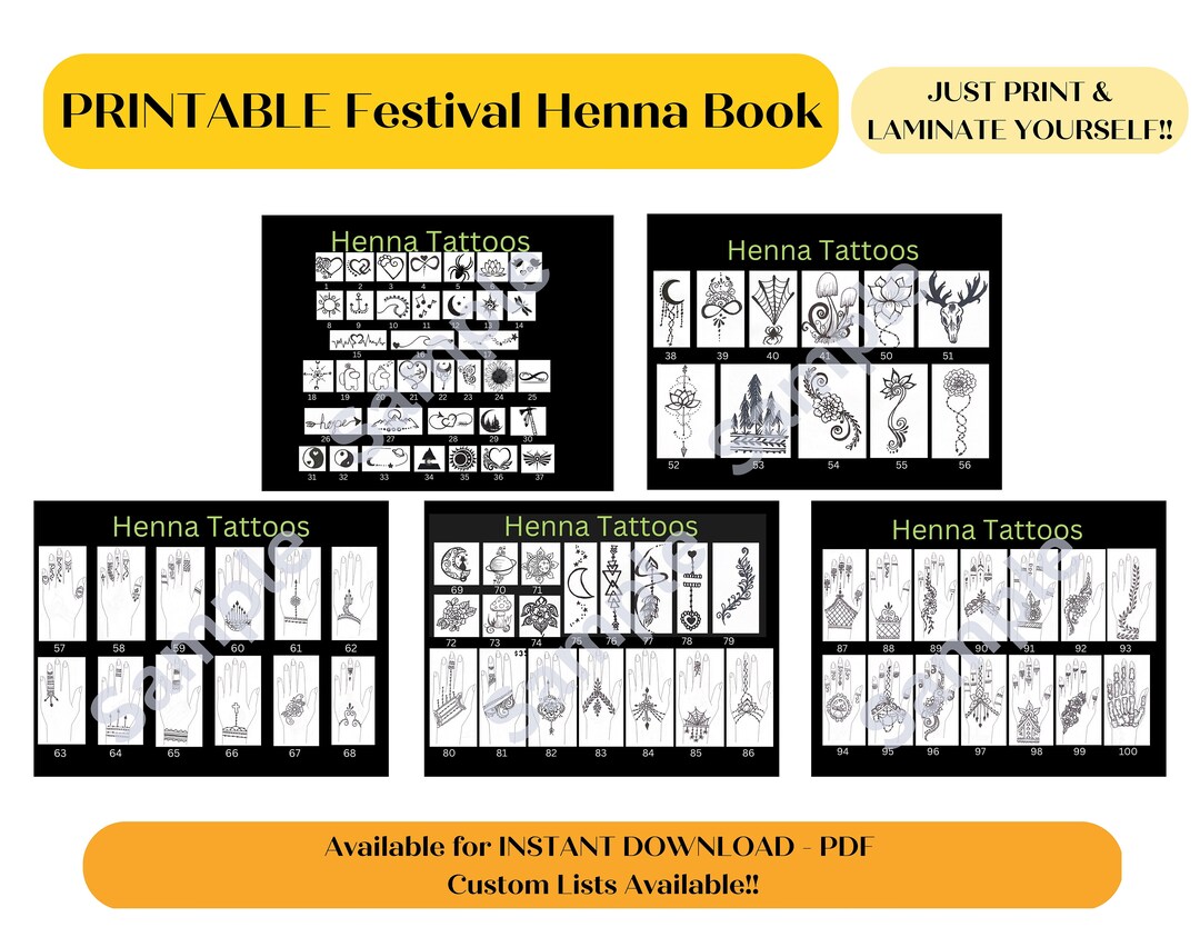 Henna Tattoo Book NO PRICES -PDF Download - Etsy