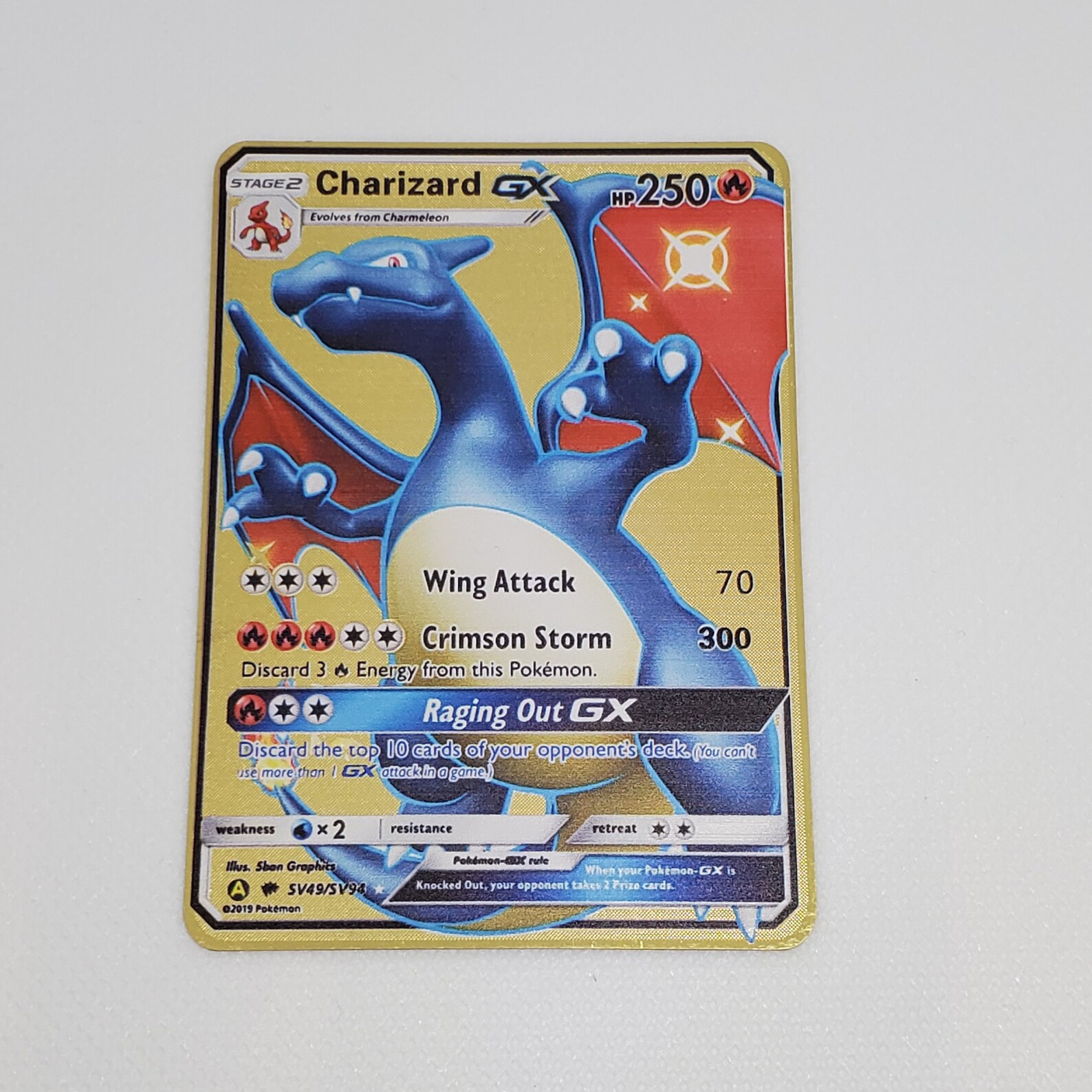 Pokemon CHARIZARD GX Gold Metal Card - Etsy