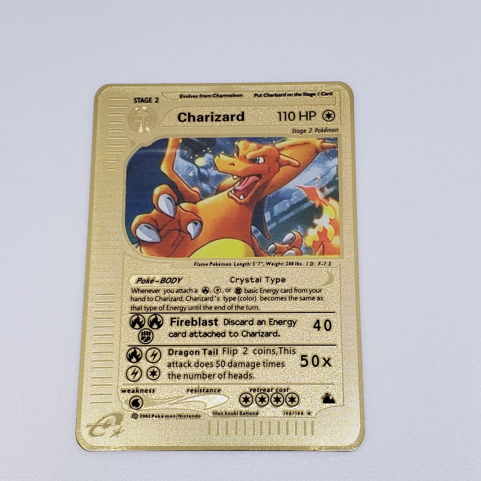Pokemon CHARIZARD Gold Metal Cad 146/144 - Etsy