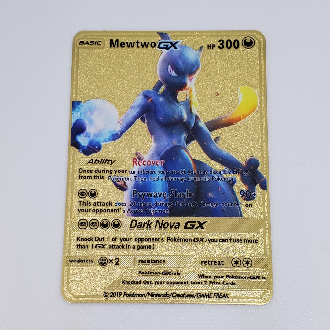 Pokemon MEWTWO GX Dark Nova Gold Metal Card - Etsy