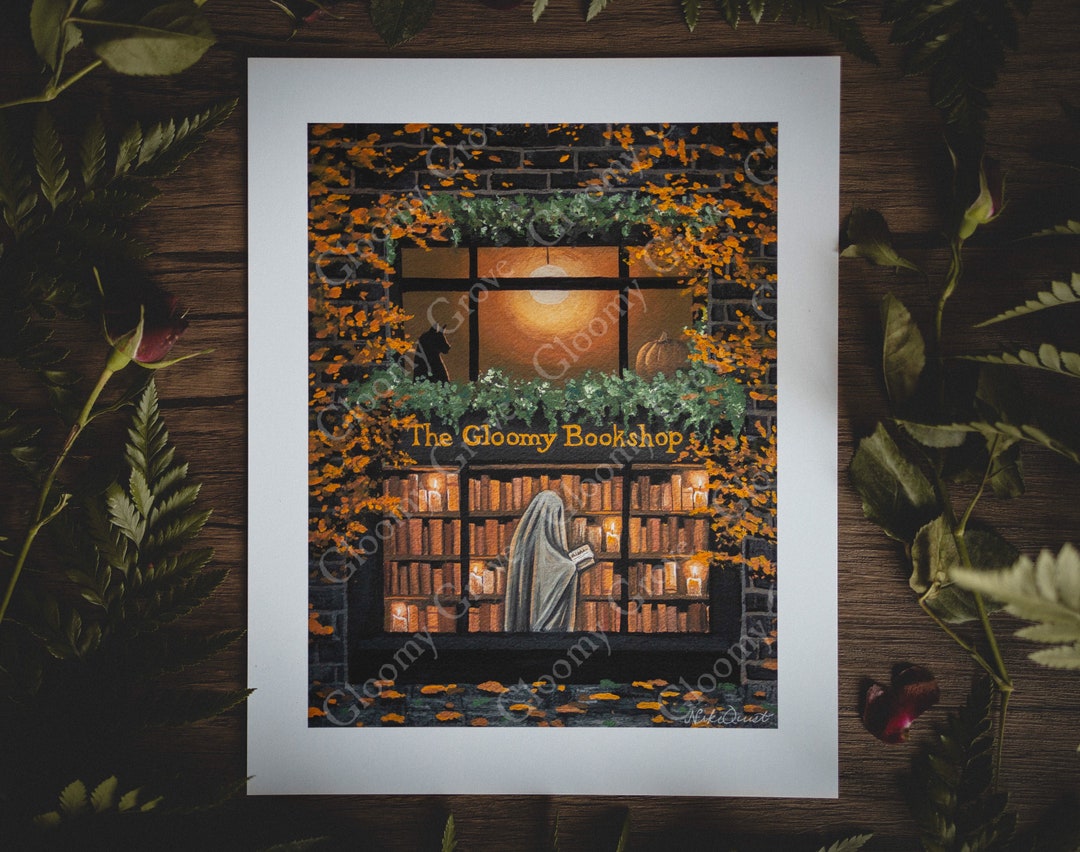 8x10in Fine Art Print | the Gloomy Bookshop | Spooky Ghost | Fall ...