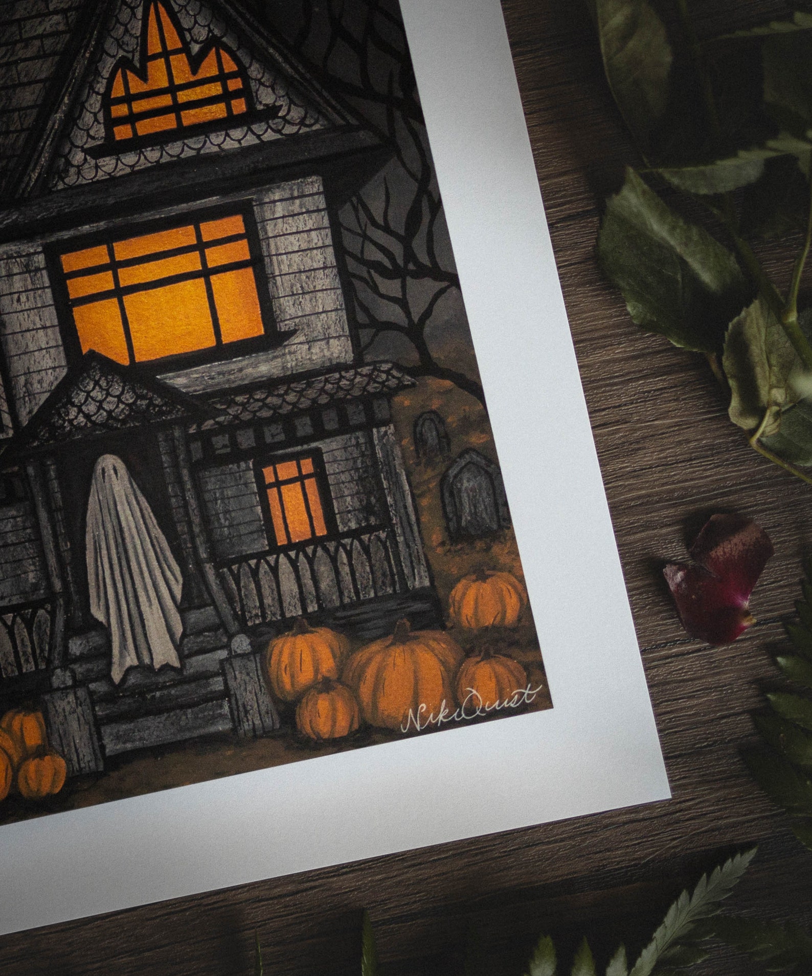 8x10in Fine Art Print | House of Midnight | Spooky Ghost | Fall Artwork ...