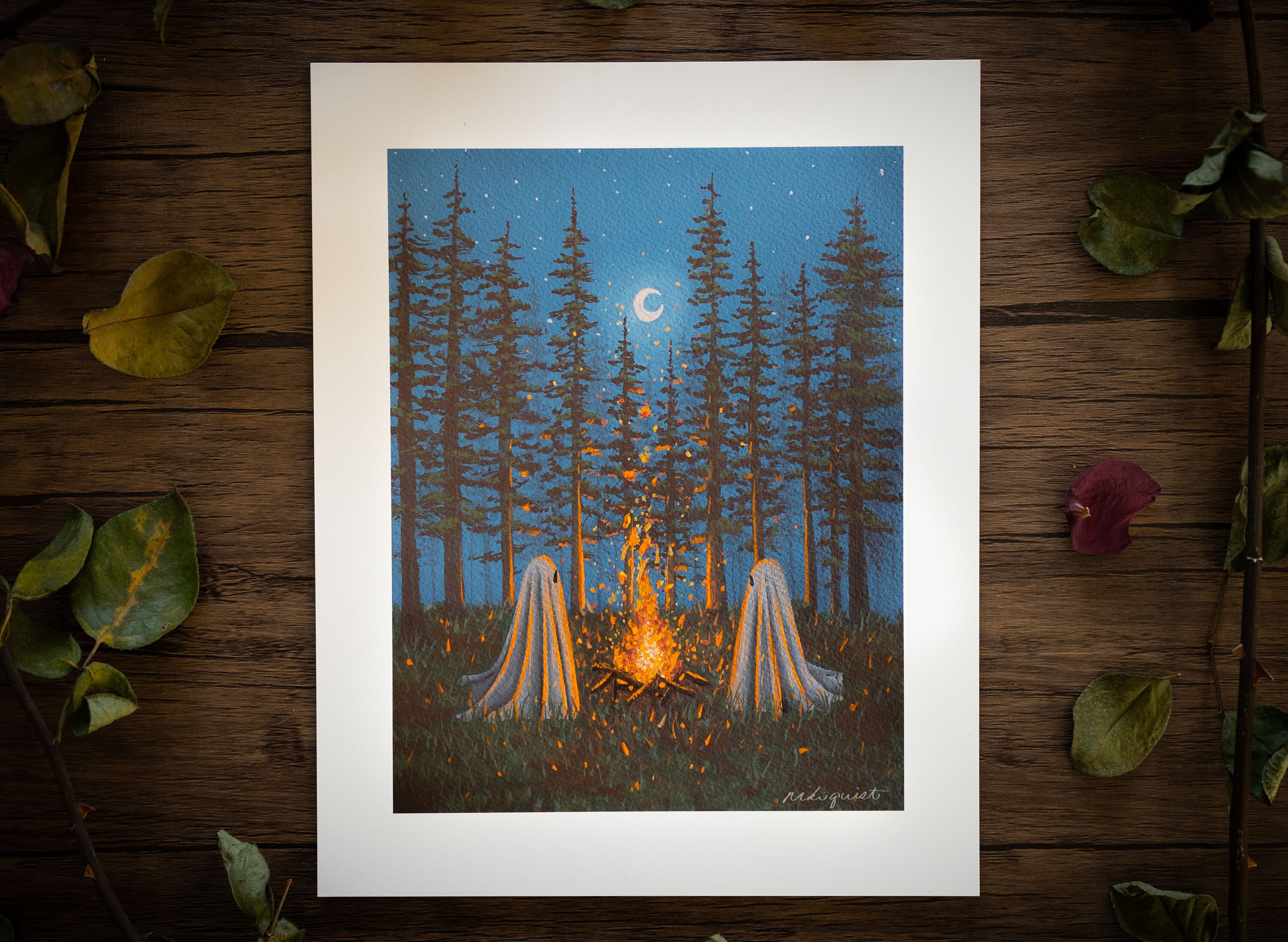 8x10in Fine Art Print Fireside Spooky Ghost Fall Artwork - Etsy