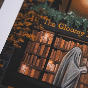 8x10in Fine Art Print | the Gloomy Bookshop | Spooky Ghost | Fall ...
