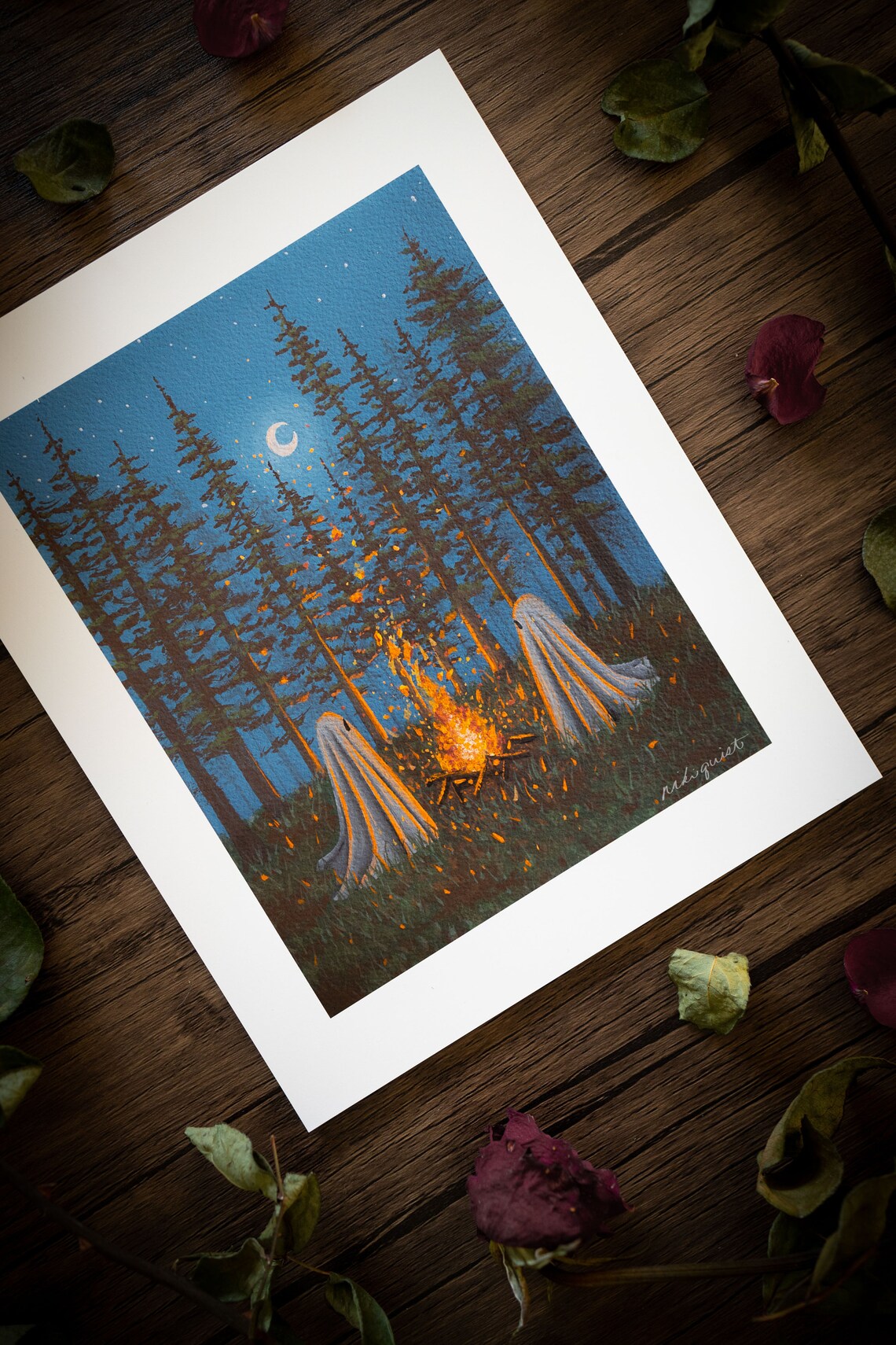 8x10in Fine Art Print Fireside Spooky Ghost Fall Artwork - Etsy
