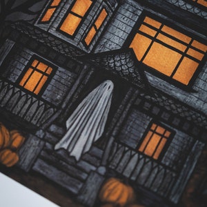 8x10in Fine Art Print | House of Midnight | Spooky Ghost | Fall Artwork ...