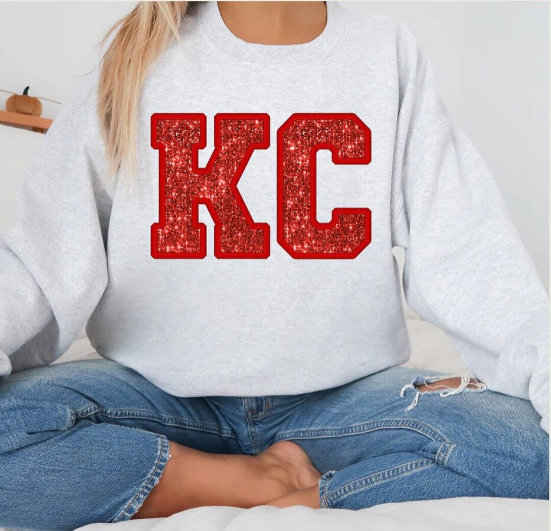 Kansas City Faux Glitter KC Football Sweatshirt - Etsy