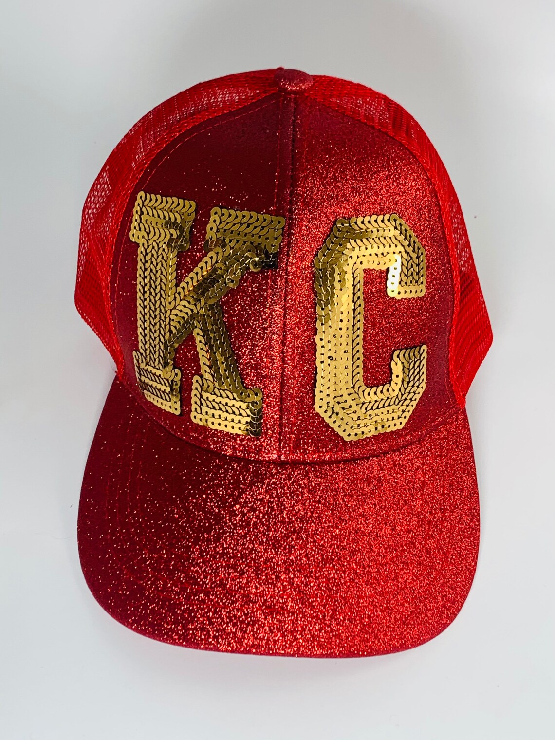 KC Bling Red and Gold Trucker Hat | Etsy