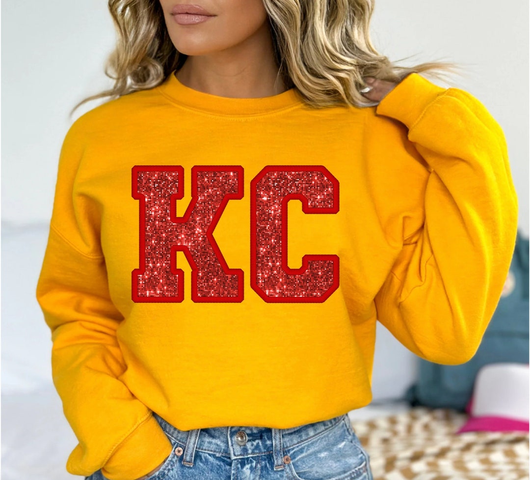 Kansas City Faux Glitter KC Football Sweatshirt - Etsy