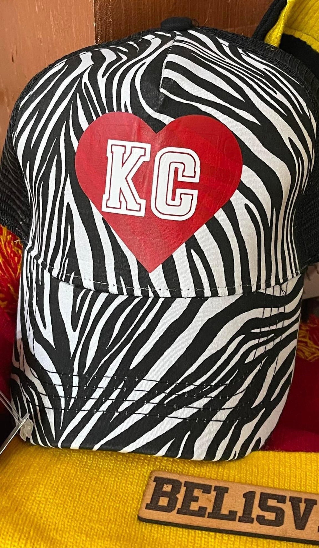KC Football Zebra Print Hat - Etsy