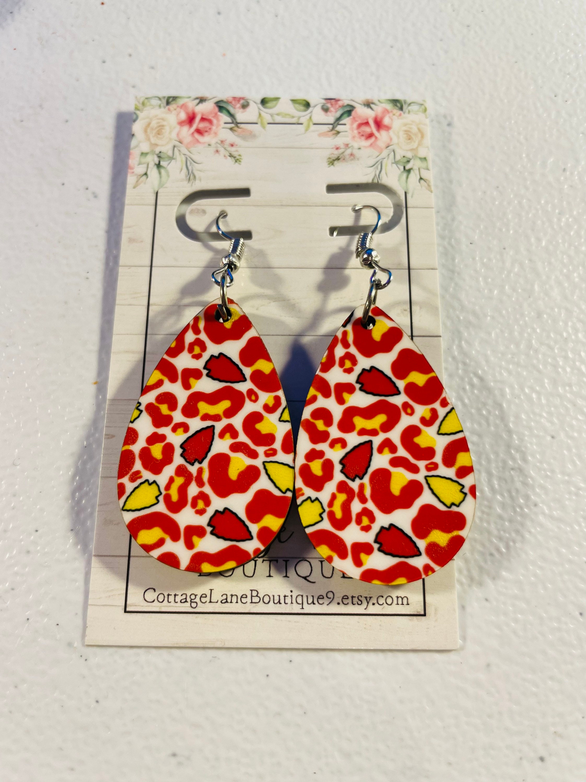 Leopard Print Kansas City Football Earrings - Etsy