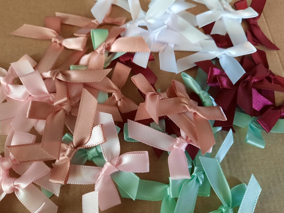 25 X Mini Ribbons Satin Bows 4cm Crafts Florist Flowers Wedding ...