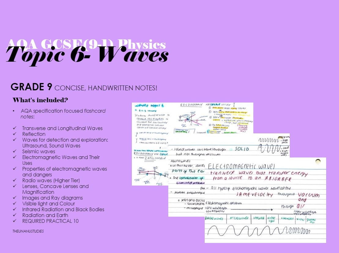 AQA GCSE 9-1 Physics: Topic 6 Waves Notes - Etsy