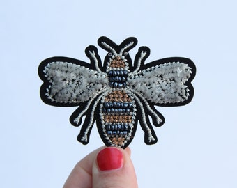 Beaded Royal Bee Patch - Approx 9 X 7cm & 7 X 5.5cm - Beautiful Quality ...