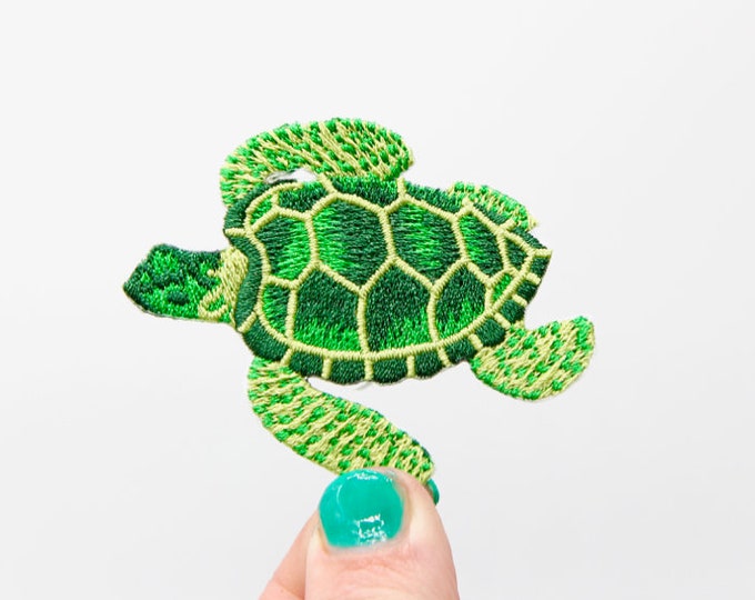 Turtle Patch - Iron on Classic Turtle Patch - Embroidered Green Turtle ...