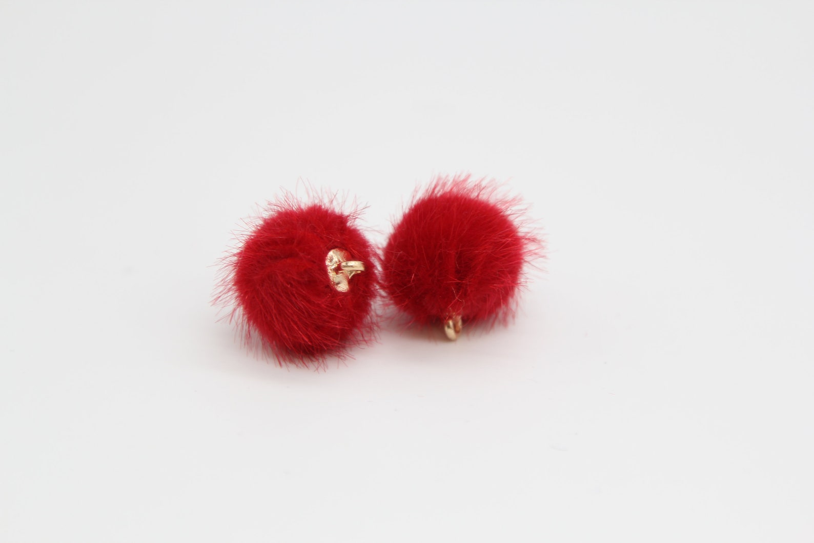 Pom Pom Buttons Furry Pom Pom Buttons 15mm With Golden Metal - Etsy