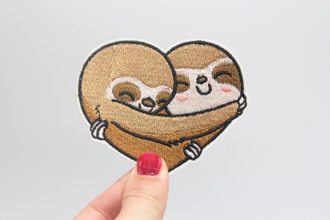 Sloth Patch Iron on Hugging Sloths Patch Embroidered Sloth - Etsy