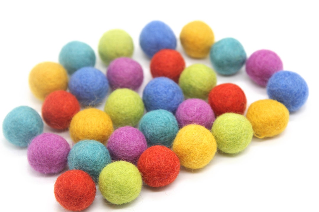 Muted Rainbow Wool Felt Balls – Handmade Pom Poms, Craft Beads - Etsy