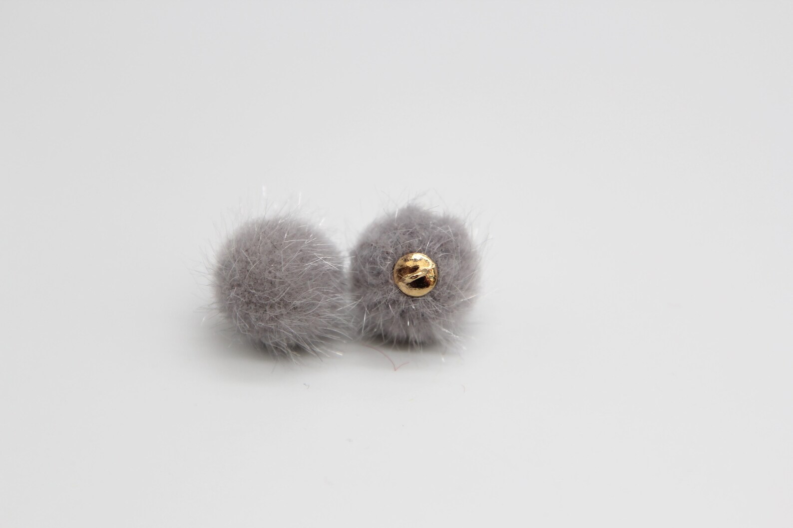 Pom Pom Buttons Furry Pom Pom Buttons 15mm With Golden Metal - Etsy
