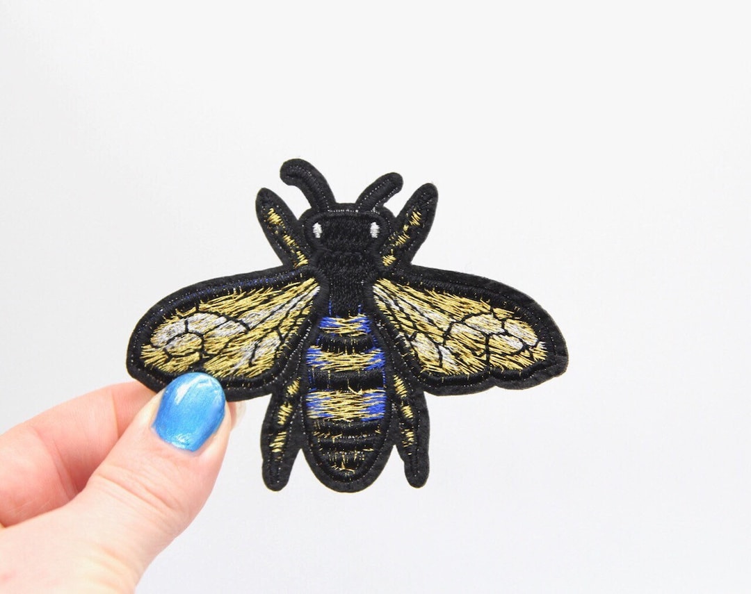 Royal Bee Patch - Iron on Metallic Embroidered Royal Bee Patch - Bee ...