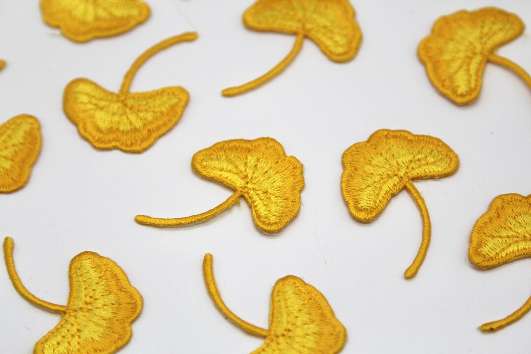Yellow Ginkgo Leaf Embroidered Patch – Iron on Appliqué - Etsy