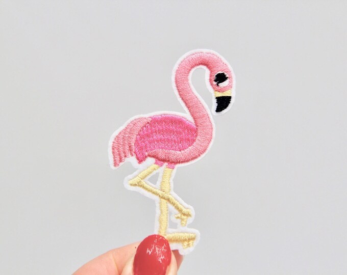 Flamingo Patch Iron on - Embroidered Pink Flamingo Patch Embroidery ...