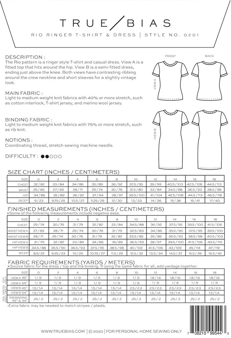 Rio Ringer T-shirt Pattern by True Bias Paper Pattern Brand - Etsy UK