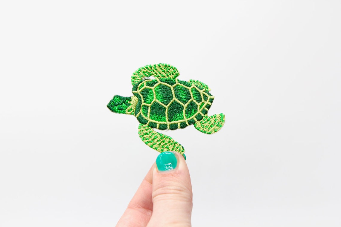 Turtle Patch Iron on Classic Turtle Patch Embroidered | Etsy