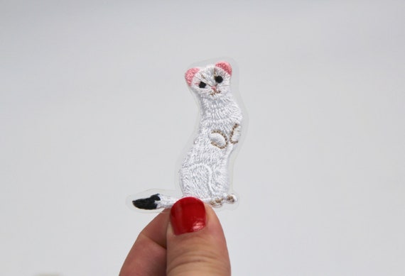 White Stoat Patch Iron on Unique Weasel Patch Embroidered High | Etsy