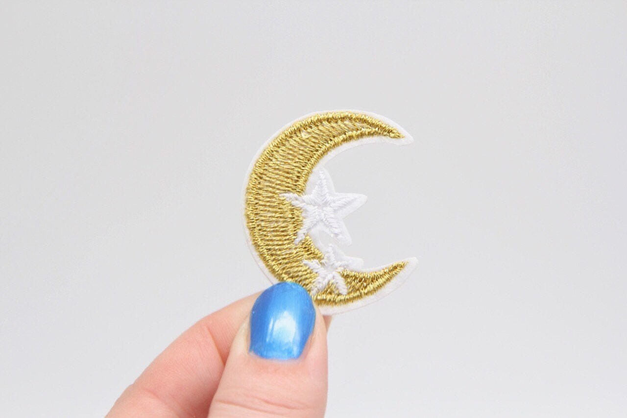 Moon Patch Iron on Moon with Stars Patch Embroidered Kawaii | Etsy