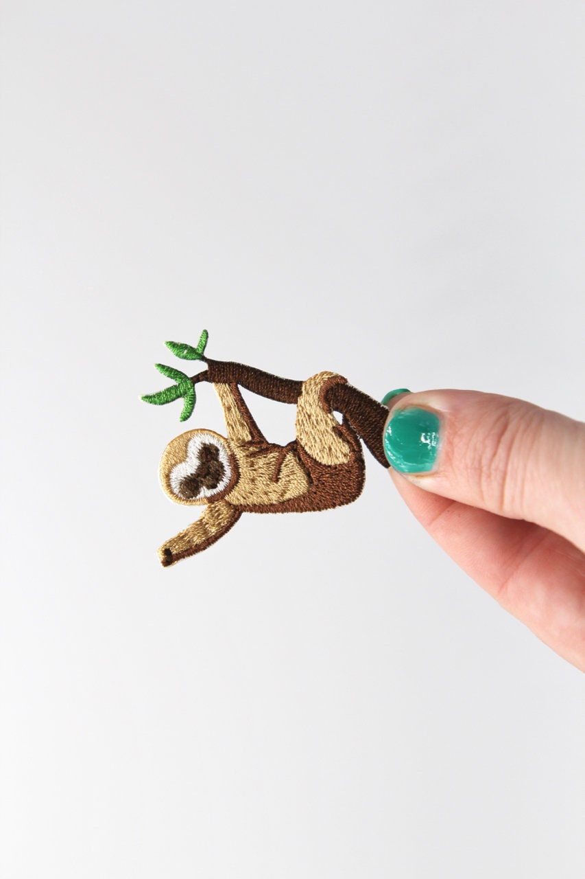 Sloth Patch Iron on Hanging Sloth Patch Embroidered Climbing - Etsy UK