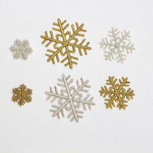 Snowflake Iron-on Patch - Metallic Snowflake Patches Gold or Silver - Frozen Delicate Snowflake ...