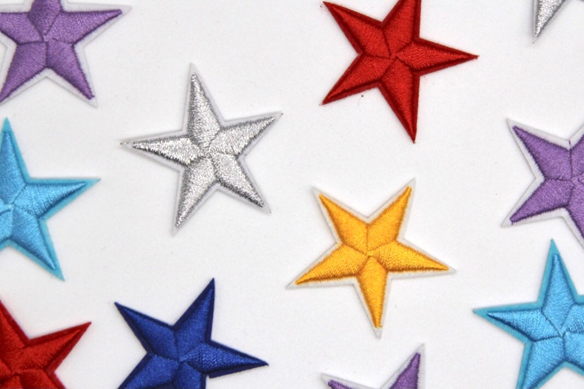 4cm Star Patch Embroidered Iron on Star Patches Gold Silver | Etsy