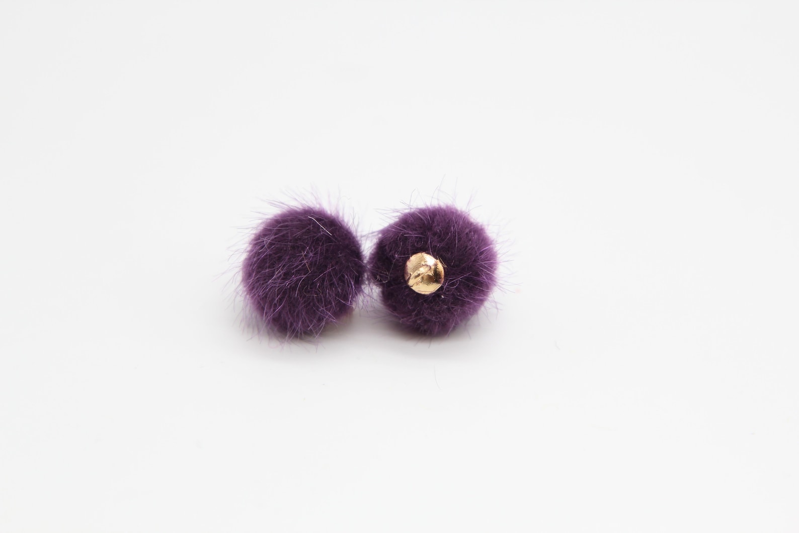 Pom Pom Buttons Furry Pom Pom Buttons 15mm With Golden Metal - Etsy