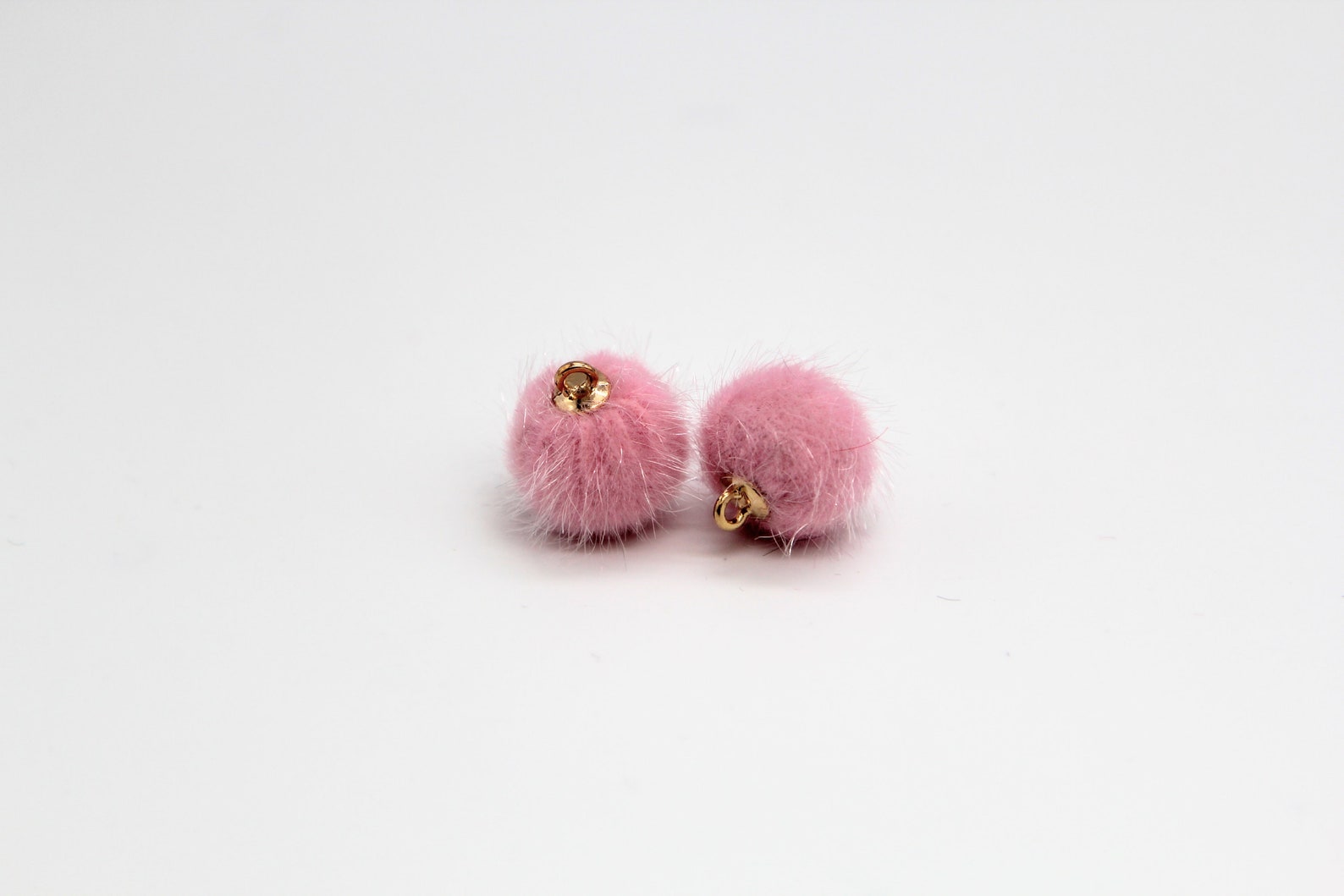 Pom Pom Buttons Furry Pom Pom Buttons 15mm With Golden Metal - Etsy